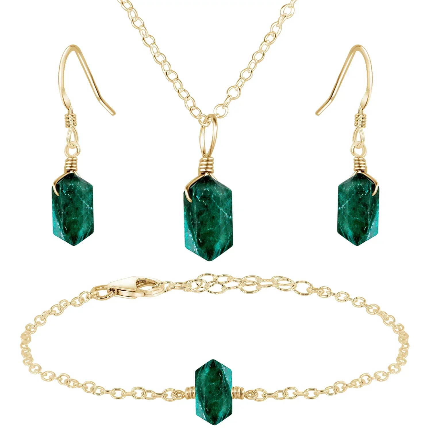Emerald Double Terminated Crystal Jewellery Set – Luna Tide