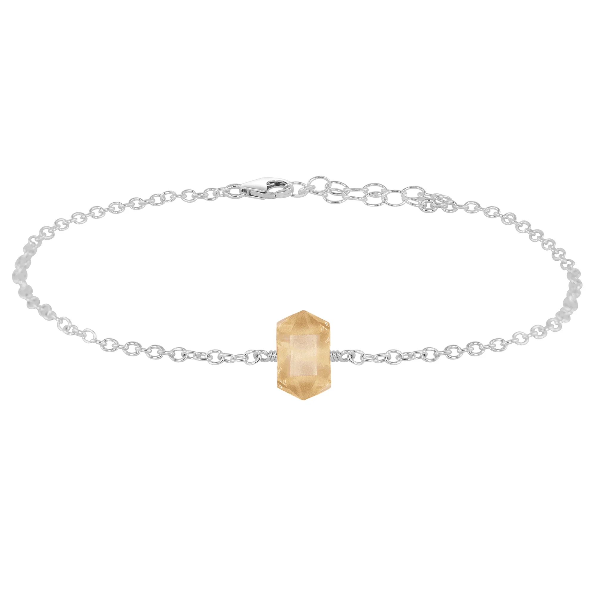 Citrine Double Terminated Crystal Point Anklet Luna Tide