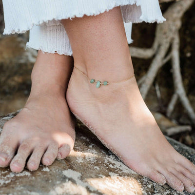 Aventurine Beaded Chain Anklet Luna Tide