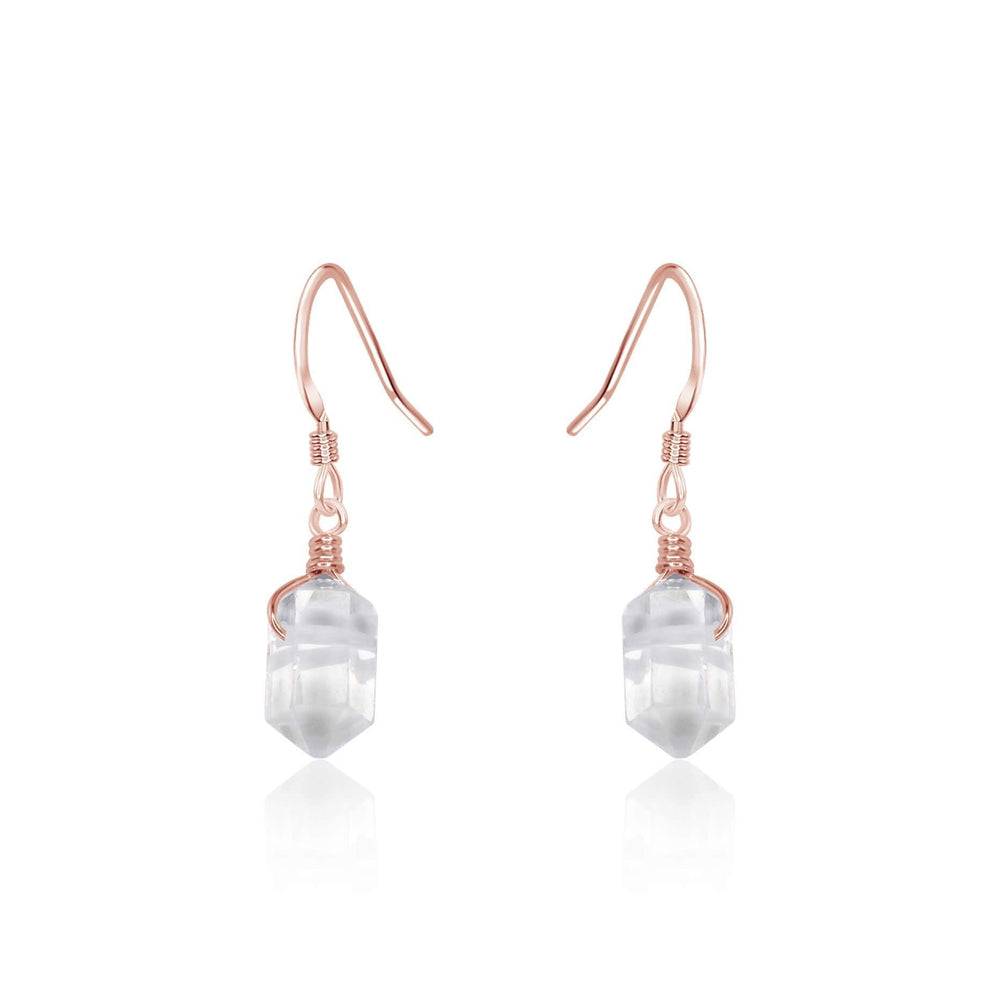 Crystal Quartz Mini Double Terminated Crystal Point Dangle Drop Earrin ...
