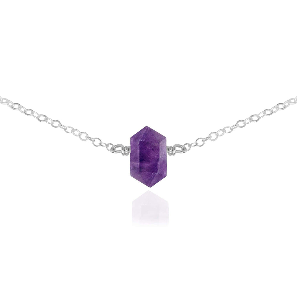Double Terminated Amethyst Mini Crystal Point Choker Necklace Luna Tide